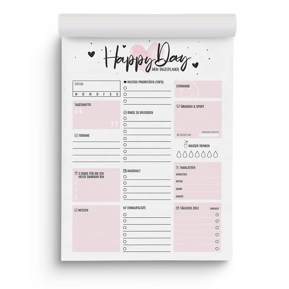 Tagesplaner Happy Day (A4) – Einhorn Mina